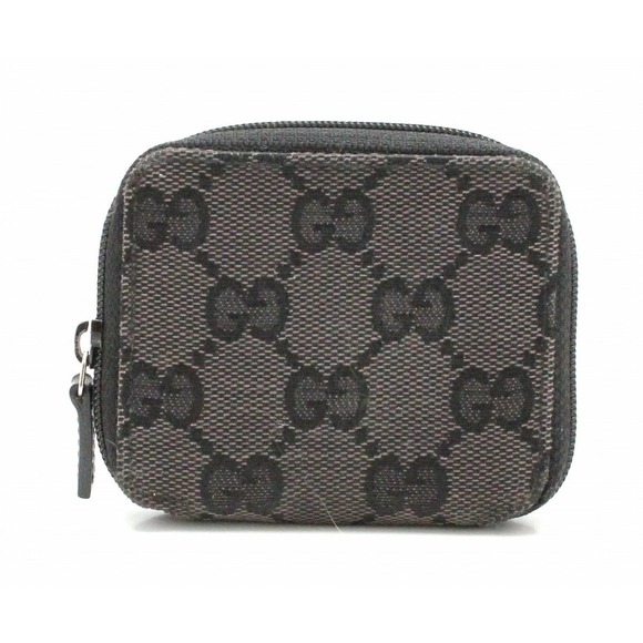 Gucci | Bags | Gucci Gg Canvas Coin Case Leather Black | Poshmark